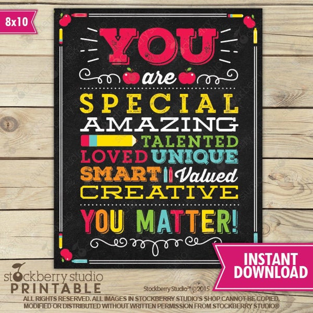You Matter Classroom Printable Counseling Office Poster Self Esteem ...