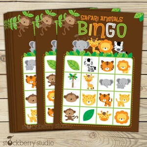 Safari Jungle Baby Shower Bingo Game Birthday Party Games Instant ...