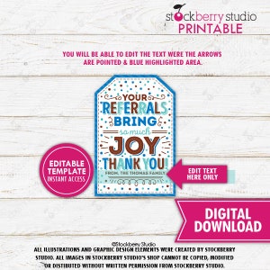 Referral Thank You Tag Realtor Marketing Chocolate Candy Gift Tags ...