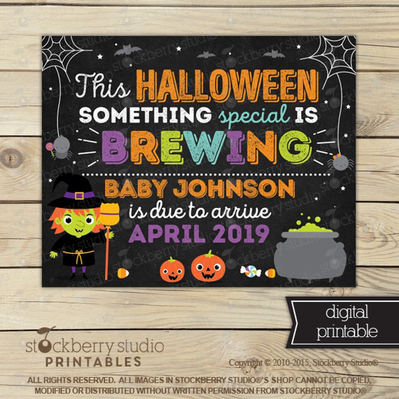 Halloween Baby Announcement Sign Halloween Pregnancy Announcement Sign ...