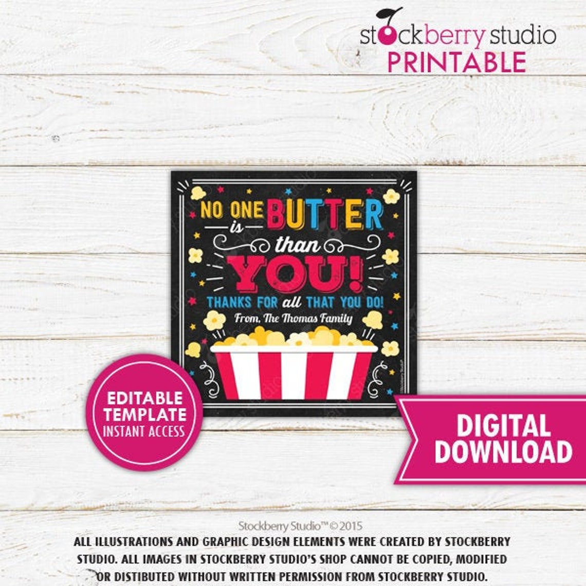 Popcorn Tag No One is Butter Than You Teacher Appreciation Tag ...