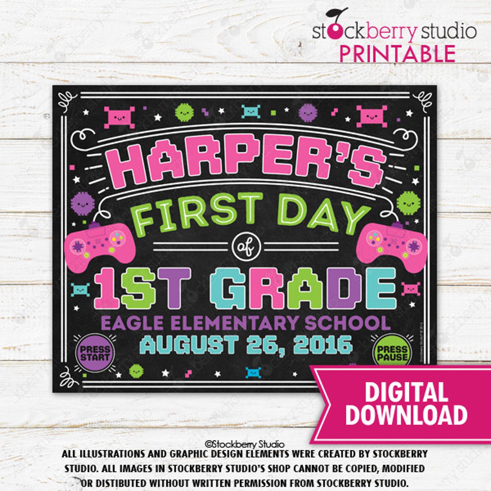 Video Game First Day of School Sign Printable Gamer 1st Day of - Etsy
