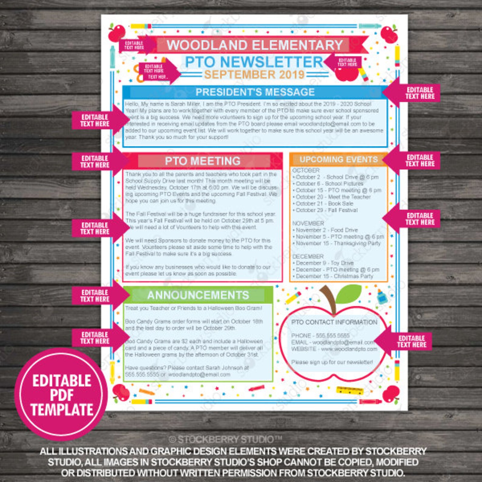Teacher Newsletter PTO PTA Newsletter Flyer Printable Editable - Etsy