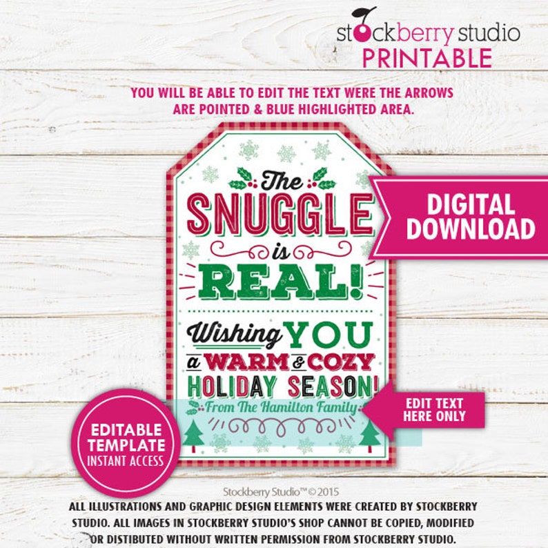 Christmas Gift Tag Printable the Snuggle is Real Boss Coworker - Etsy