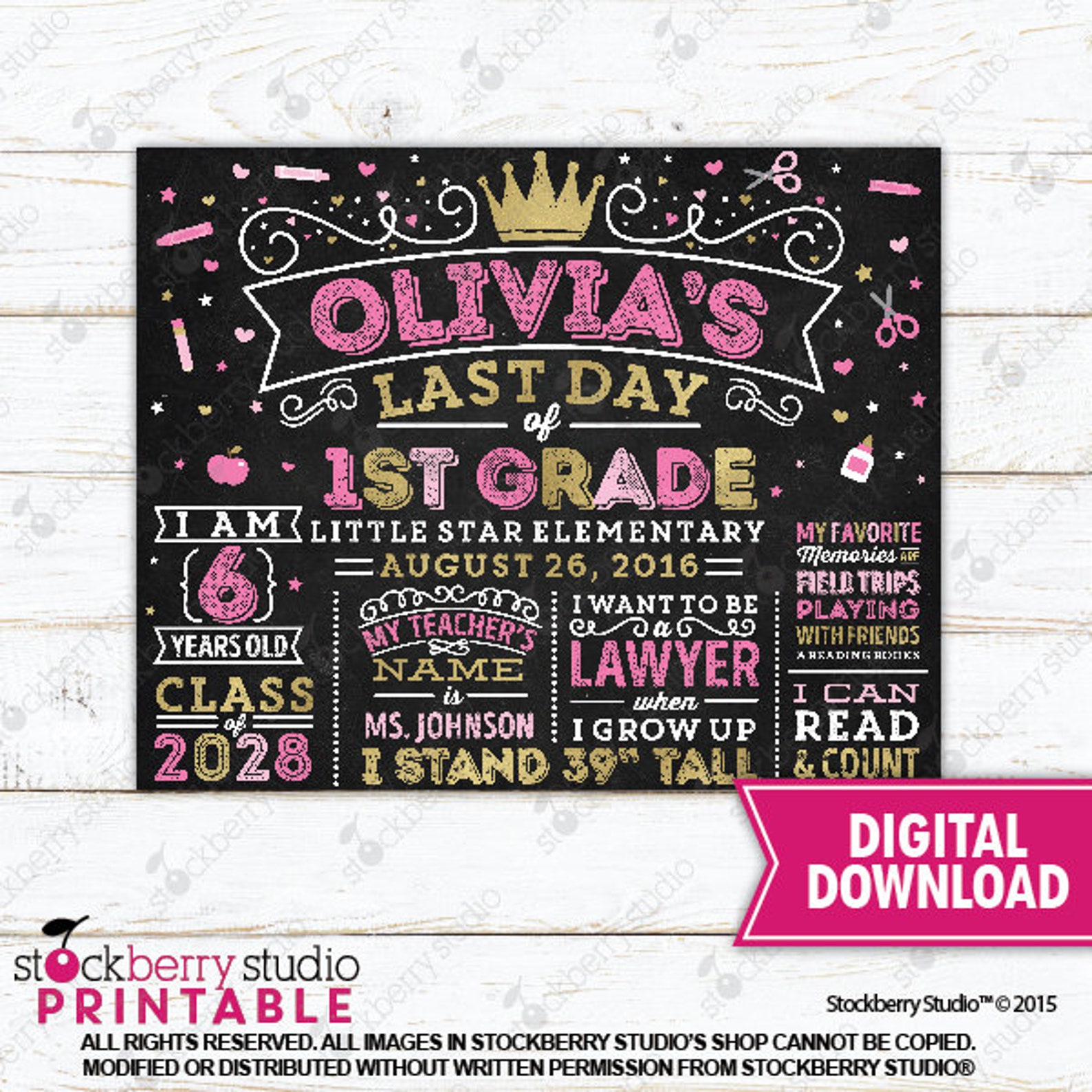 Last Day of School Sign Girl Printable School Photo Props Boy - Etsy