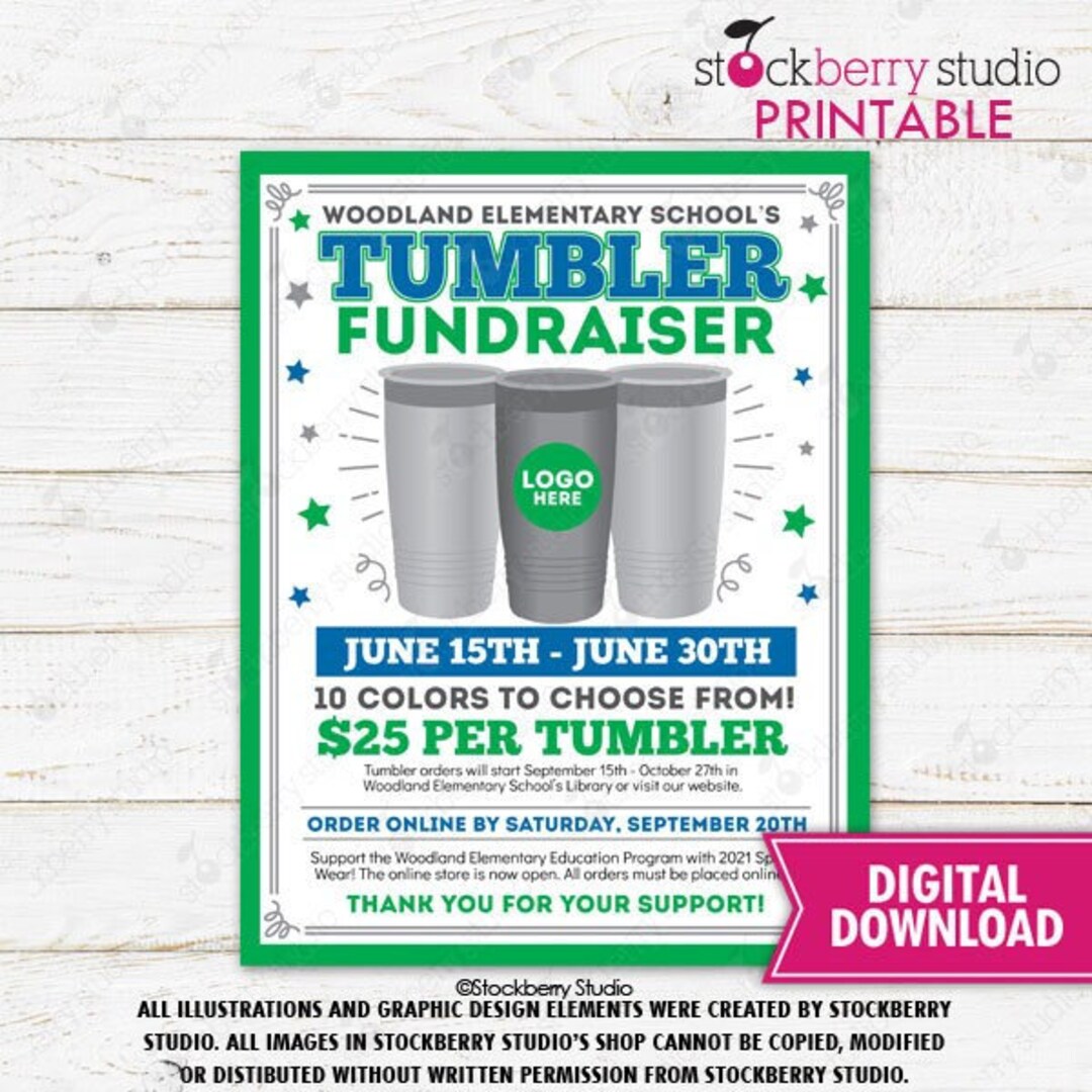 Tumbler Fundraiser Flyer Printable PTO PTA Coffee Cup Mug Product Sale ...