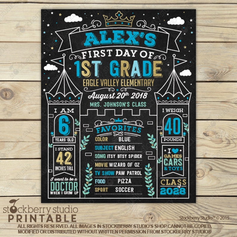 Princess First Day of School Sign Girl First Day of School - Etsy