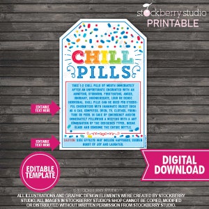Chill Pill Printable Tag Prescription Tag Funny Coworker Gag Gift ...