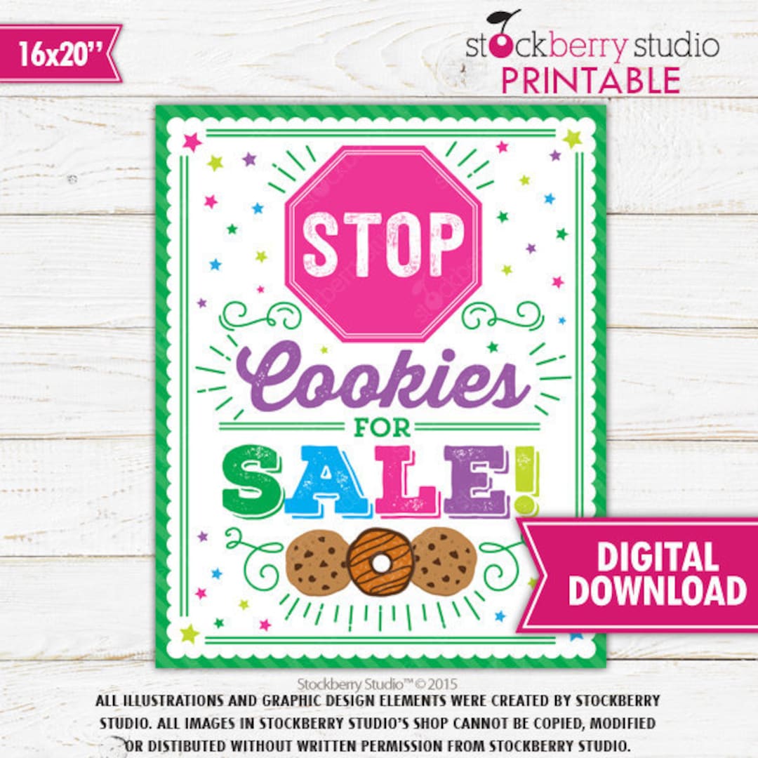 Cookie Booth Sign Stop Cookies for Sale Sign Printable Cookies for Sale ...