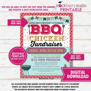 BBQ Chicken Fundraiser Flyer Barbeque Cookout Event Invitation Company ...