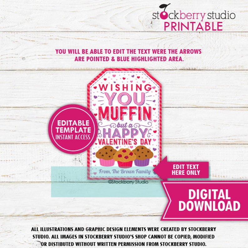 Valentines Gift Tag Wishing You Muffin but a Valentine's Day Homemade ...