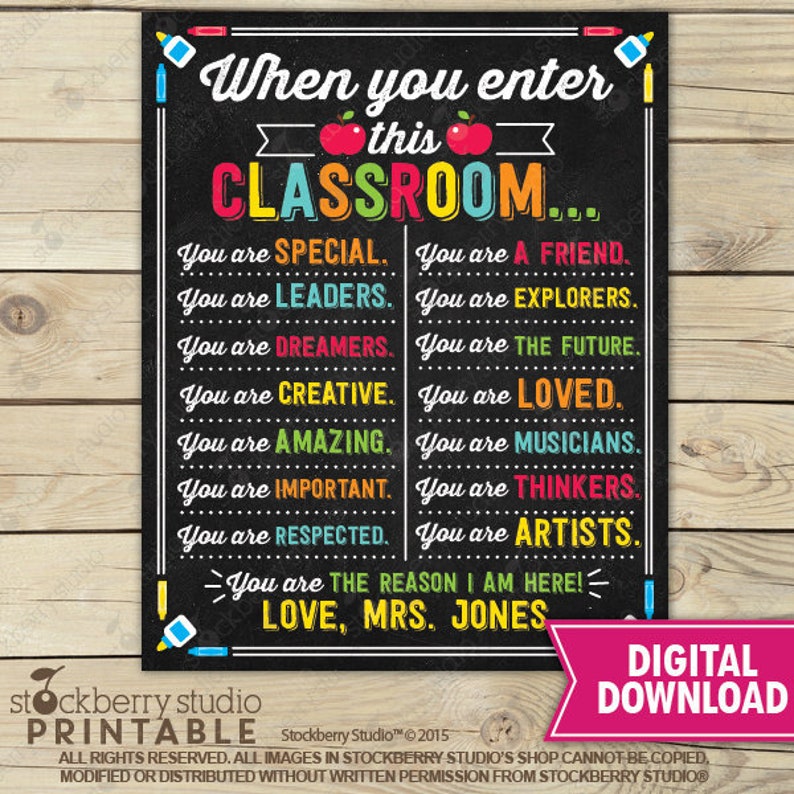 When You Enter This Classroom Sign Personalized Teacher Sign - Etsy