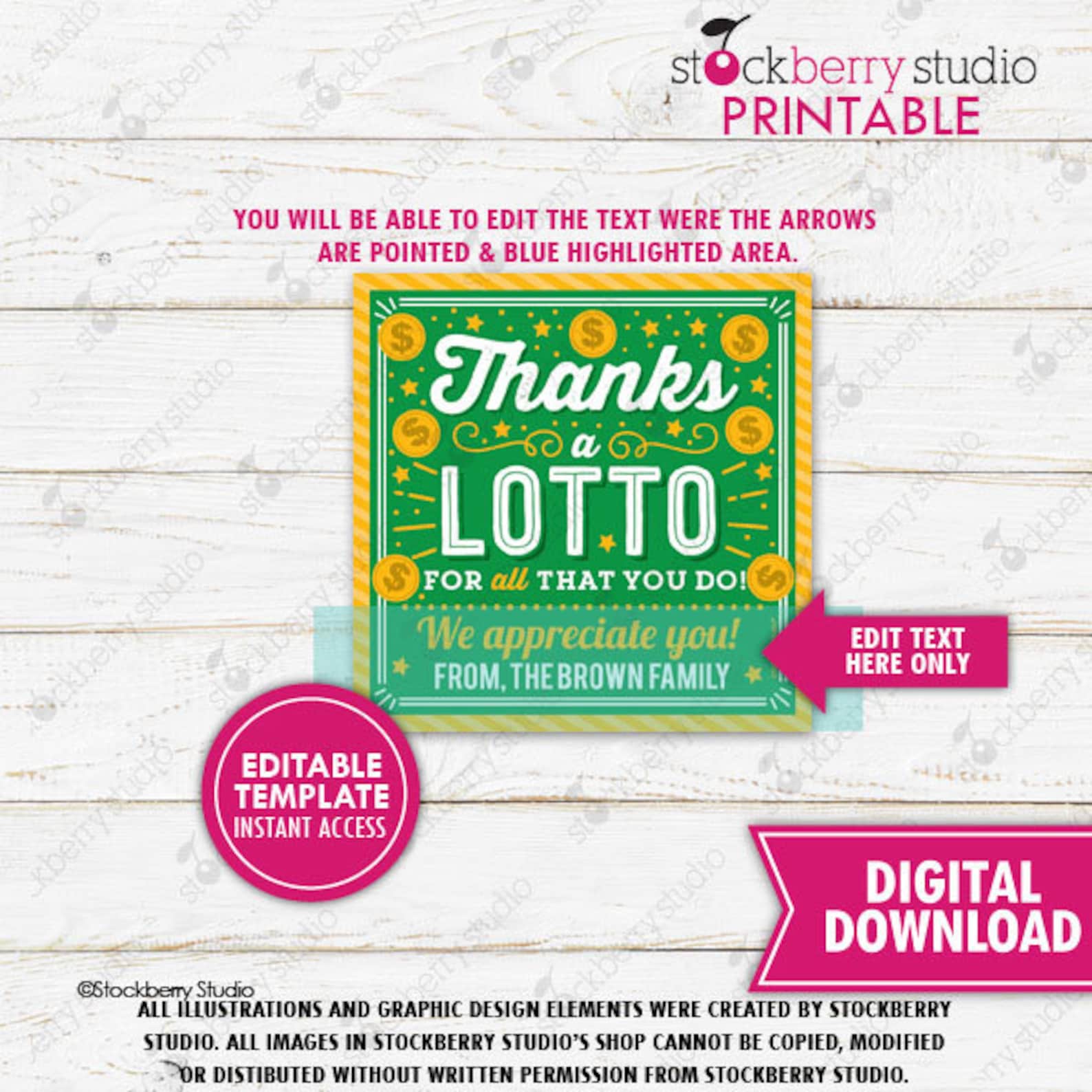 Lottery Gift Tag Thanks A Lotto for All That You Do Lottery - Etsy