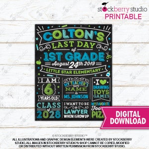 Last Day of Preschool Chalkboard Sign Printable Personalized Last Day ...