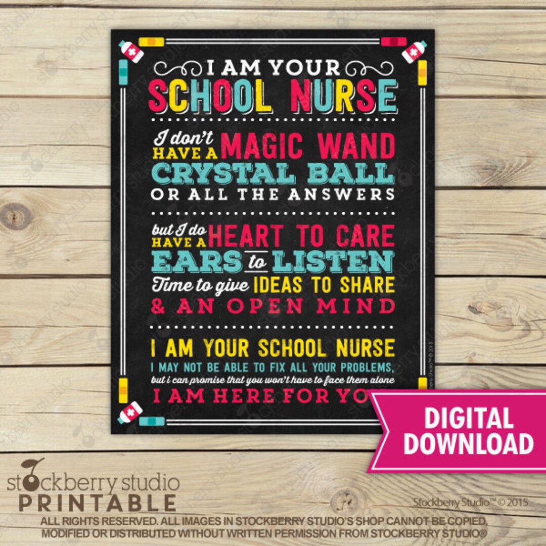 School Nurse Office Decor I Am Your School Nurse Sign Printable Nurse ...