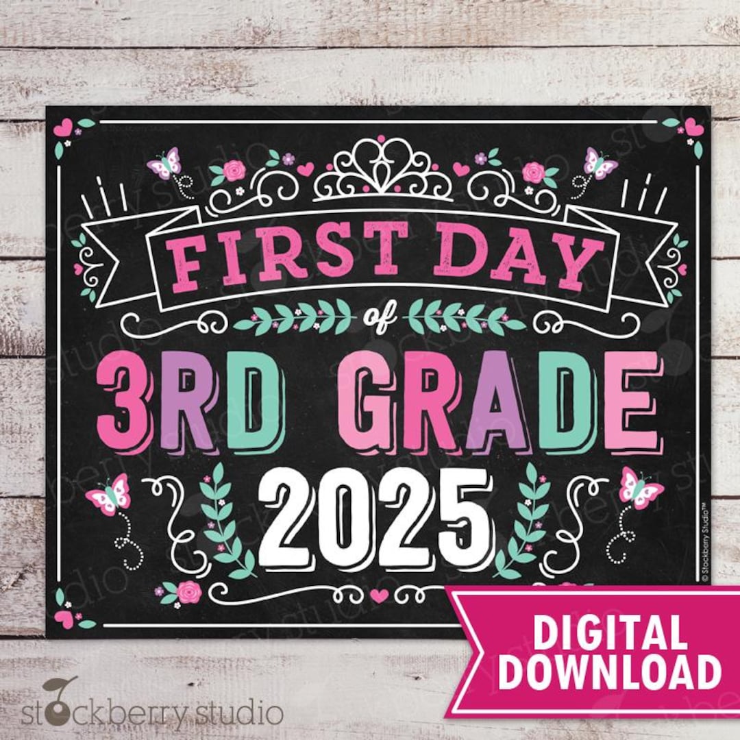 Princess First Day of 3rd Grade Sign Instant Download Girl First Day of ...