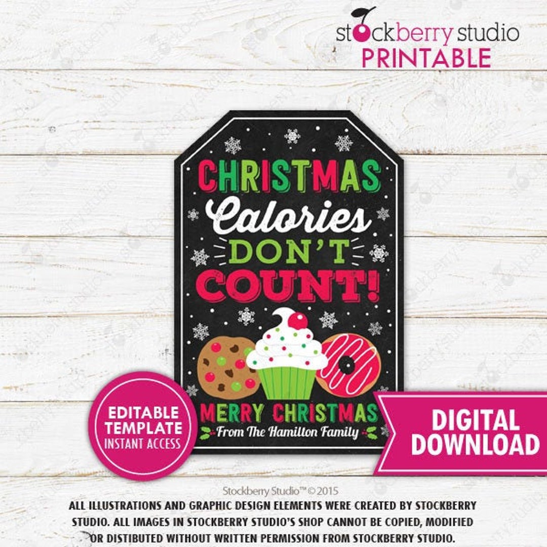 Christmas Calories Don't Count Gift Tag Printable Holiday - Etsy