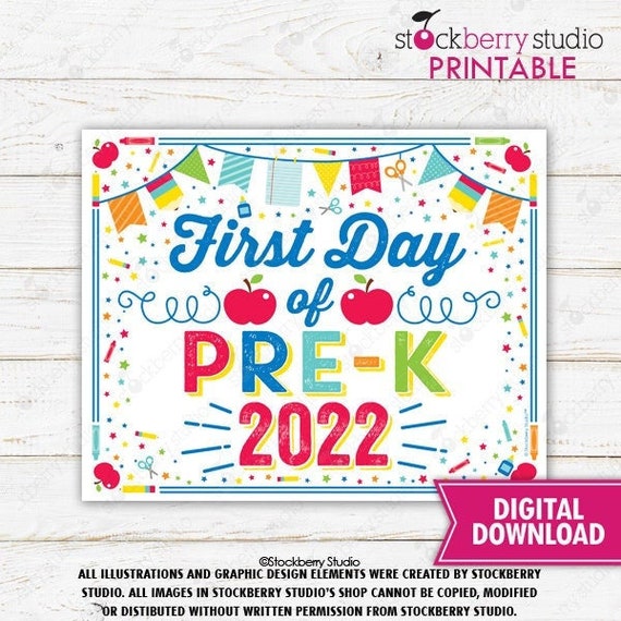 First Day of Pre-k Sign Printable Back to School Poster 1st - Etsy