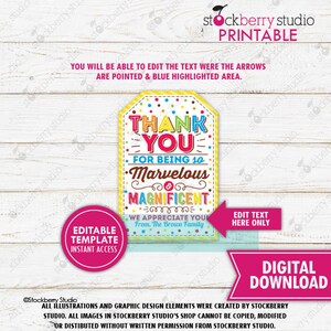 Candy Thank You Tags Appreciation Gift Tag Magnificent and Marvelous ...