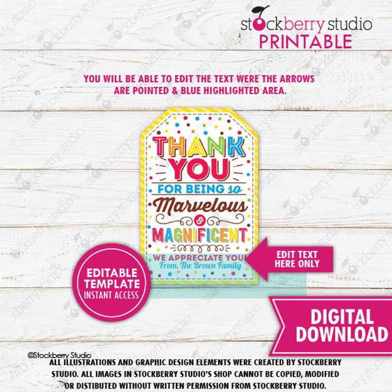 Candy Thank You Tags Appreciation Gift Tag Magnificent and - Etsy