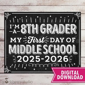 First Day of 8th Grade Sign First Day of Eighth Grade Sign Printable ...