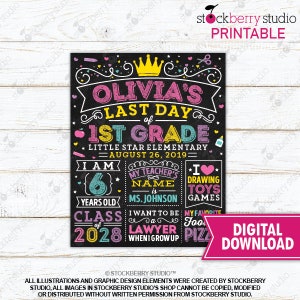 Last Day of Preschool Chalkboard Sign Printable Personalized Last Day ...