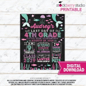 Last day of Preschool Chalkboard Sign Printable Personalized | Etsy