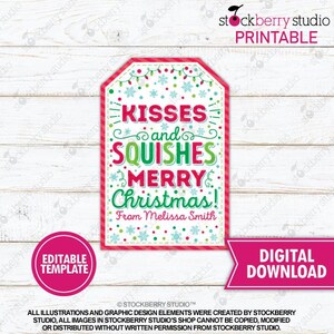 Christmas Squishies Gift Tag Printable Hugs and Squishes Holiday ...