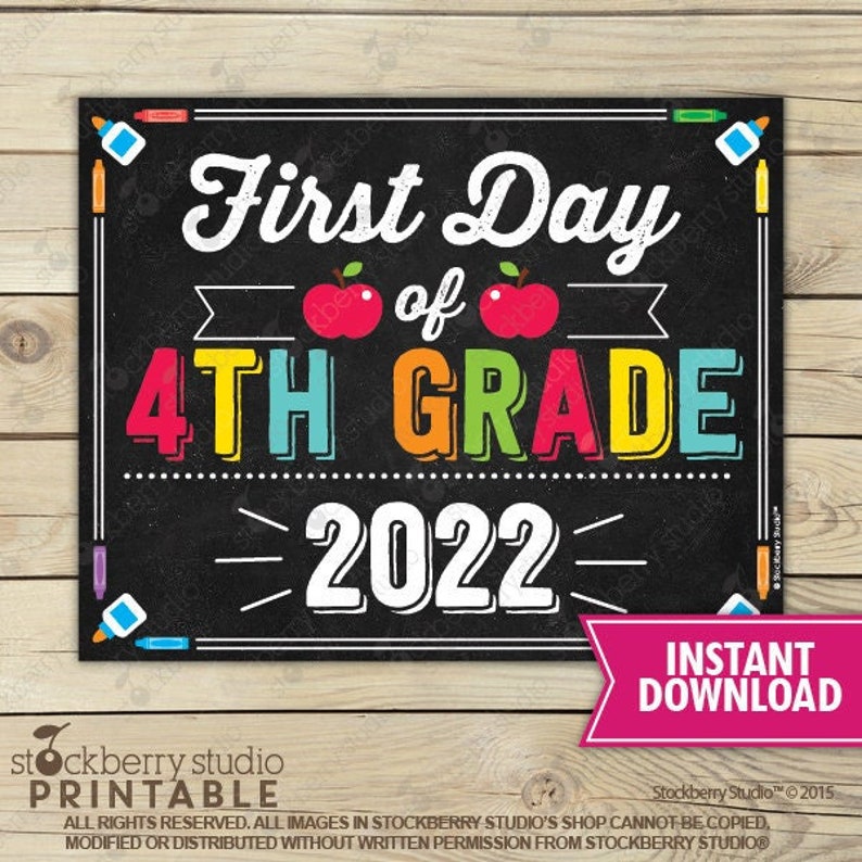 First Day of 4th Grade Sign 1st Day of School Printable First - Etsy