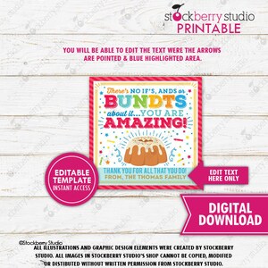 Bundt Cake Tag Printable Teacher Appreciation Bundt Cake Gift Tag ...