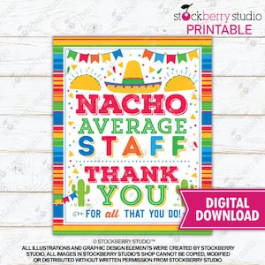 Nacho Average Staff Sign Printable Staff Fiesta Sign Fiesta Decor ...