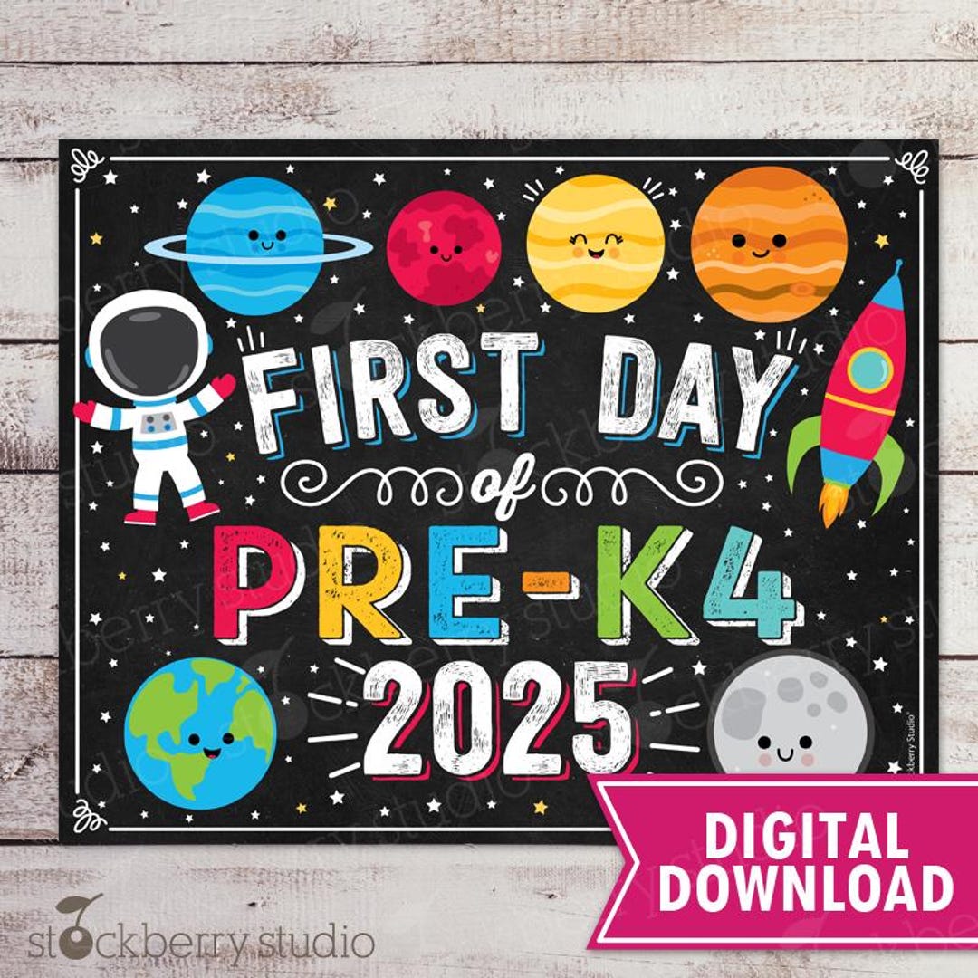 Space First Day of Pre-k4 Sign Rocket First Day of Pre K4 Sign 1st Day ...