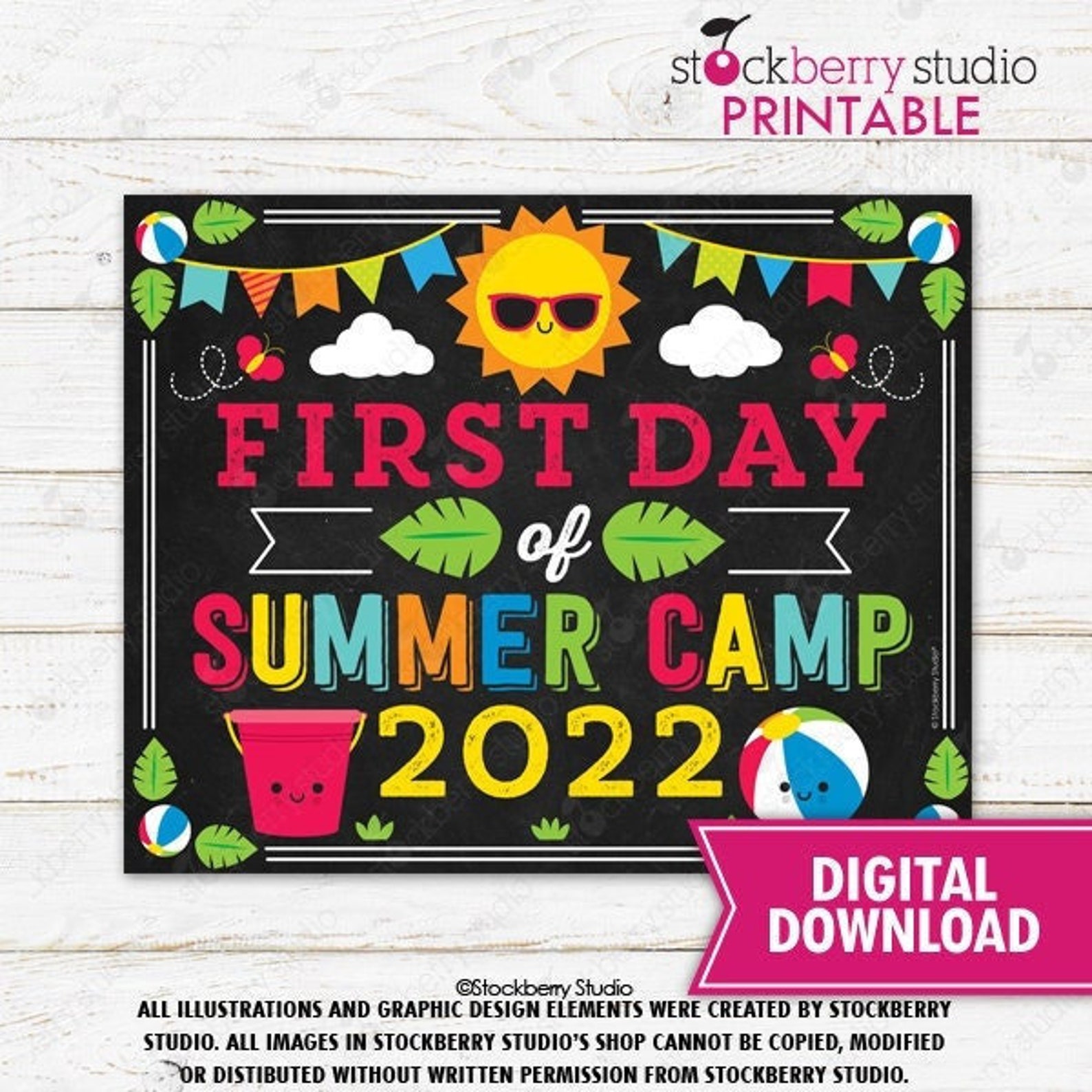 First Day of Summer Camp Sign Printable Instant Download Photo | Etsy