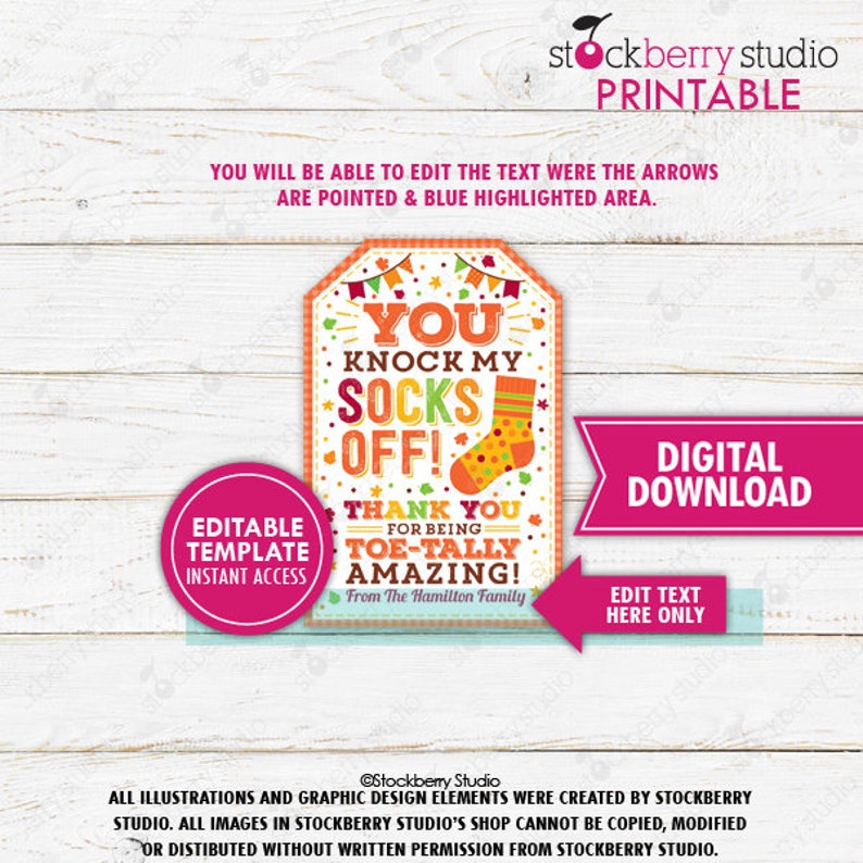 Fall Socks Gift Tag Printable Autumn Teacher Appreciation - Etsy