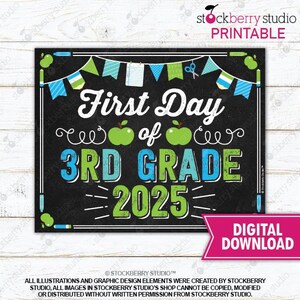 Boy First Day of 3rd Grade Sign First Day of Third Grade School Sign ...