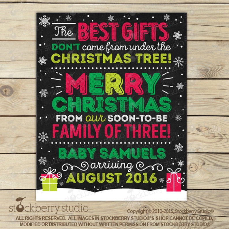 Christmas Pregnancy Announcement Sign Printable Holiday Baby - Etsy