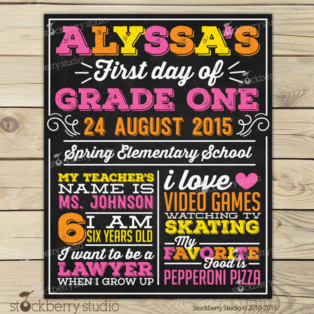 First Day of School Chalkboard Sign Printable 1st Day of School Sign ...