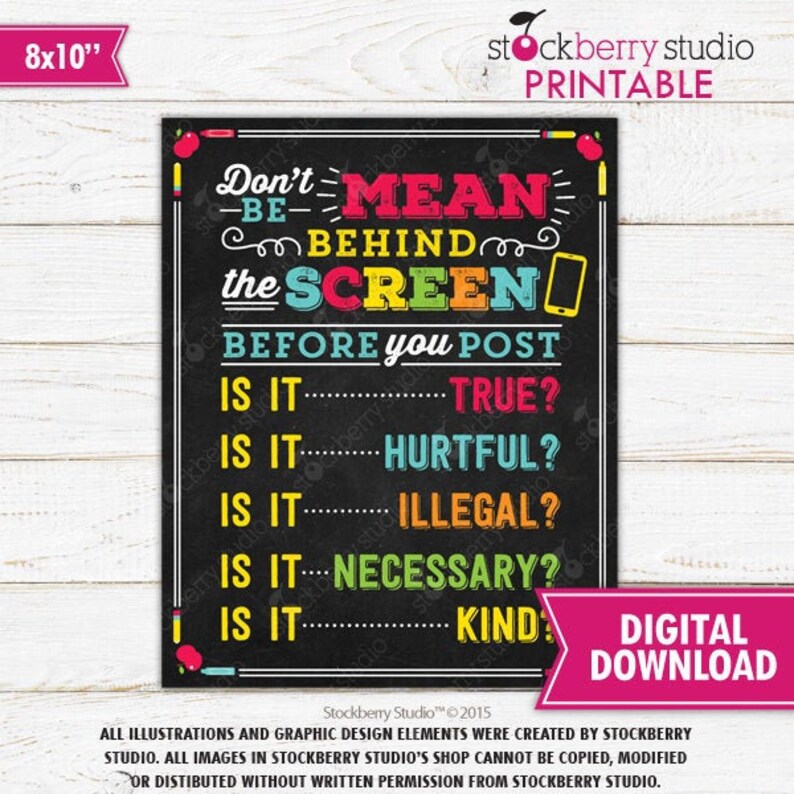 Anti Cyber Bully Classroom Wall Art is It Bullying Teacher - Etsy