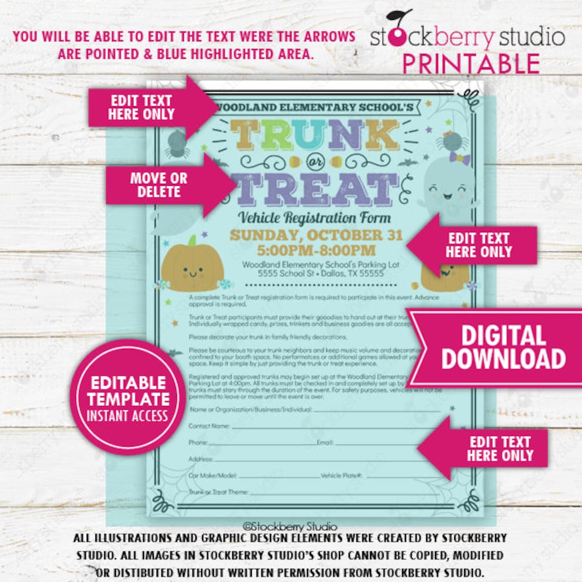 Trunk or Treat Car Vehicle Registration Halloween Form Kids - Etsy