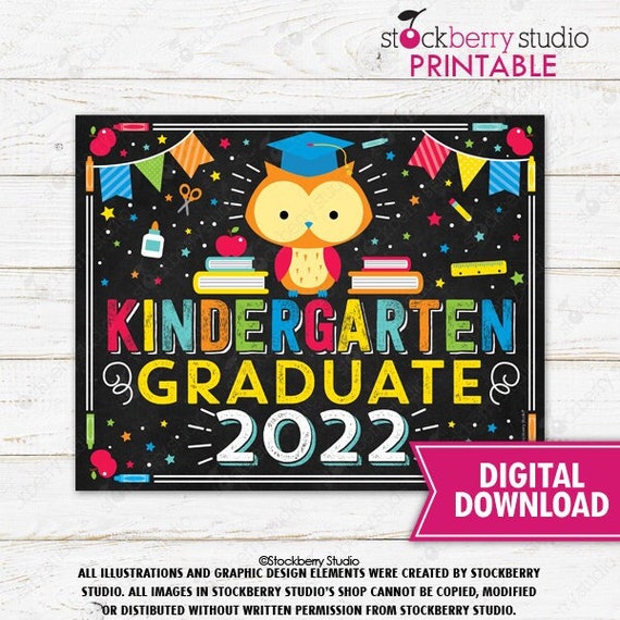 Owl Kindergarten Graduation Sign Printable Last Day of - Etsy