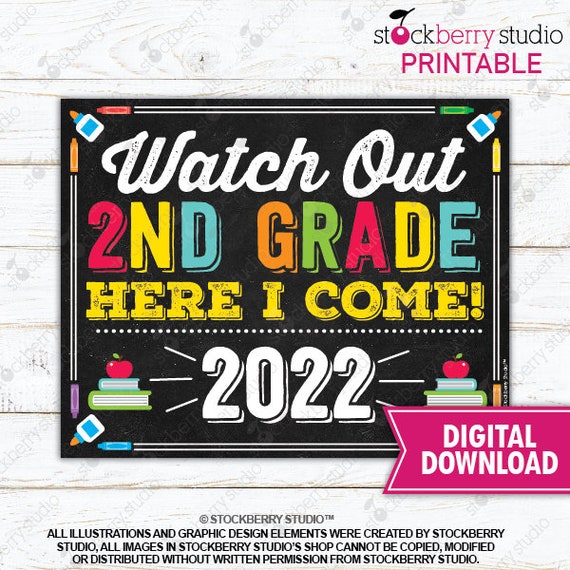 Watch Out 2nd Grade Here I Come Sign First Day of 2nd Grade - Etsy