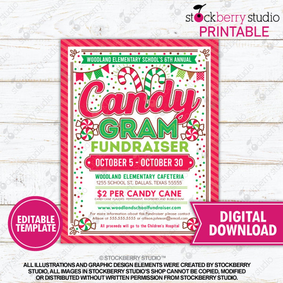 Christmas Candy Cane Fundraiser Flyer Printable PTO PTA School - Etsy