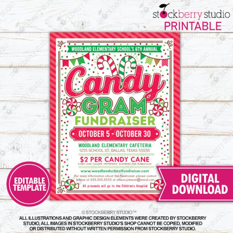Christmas Candy Cane Fundraiser Flyer Printable PTO PTA School - Etsy
