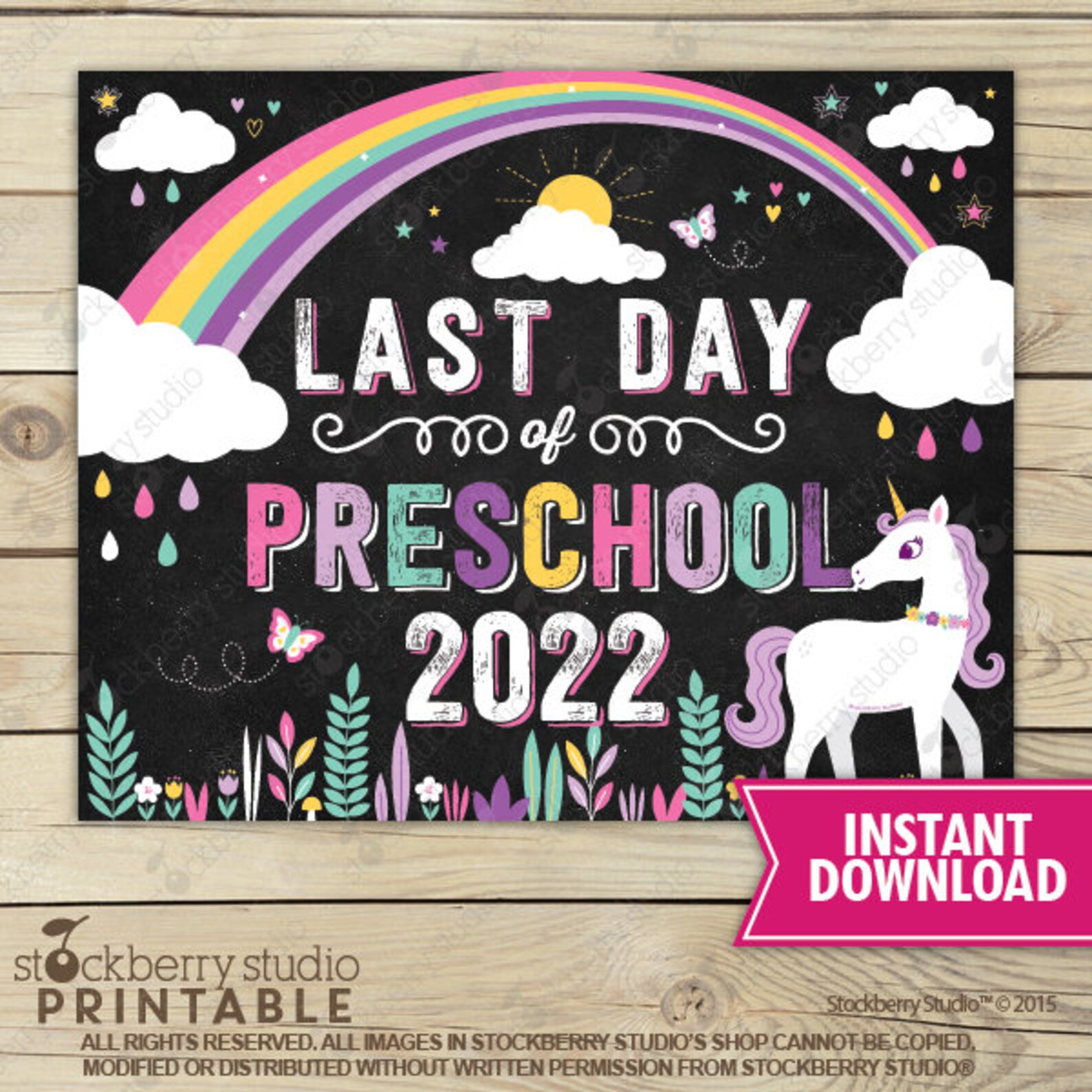 Unicorn Last Day of Preschool Sign Girl Last Day of | Etsy
