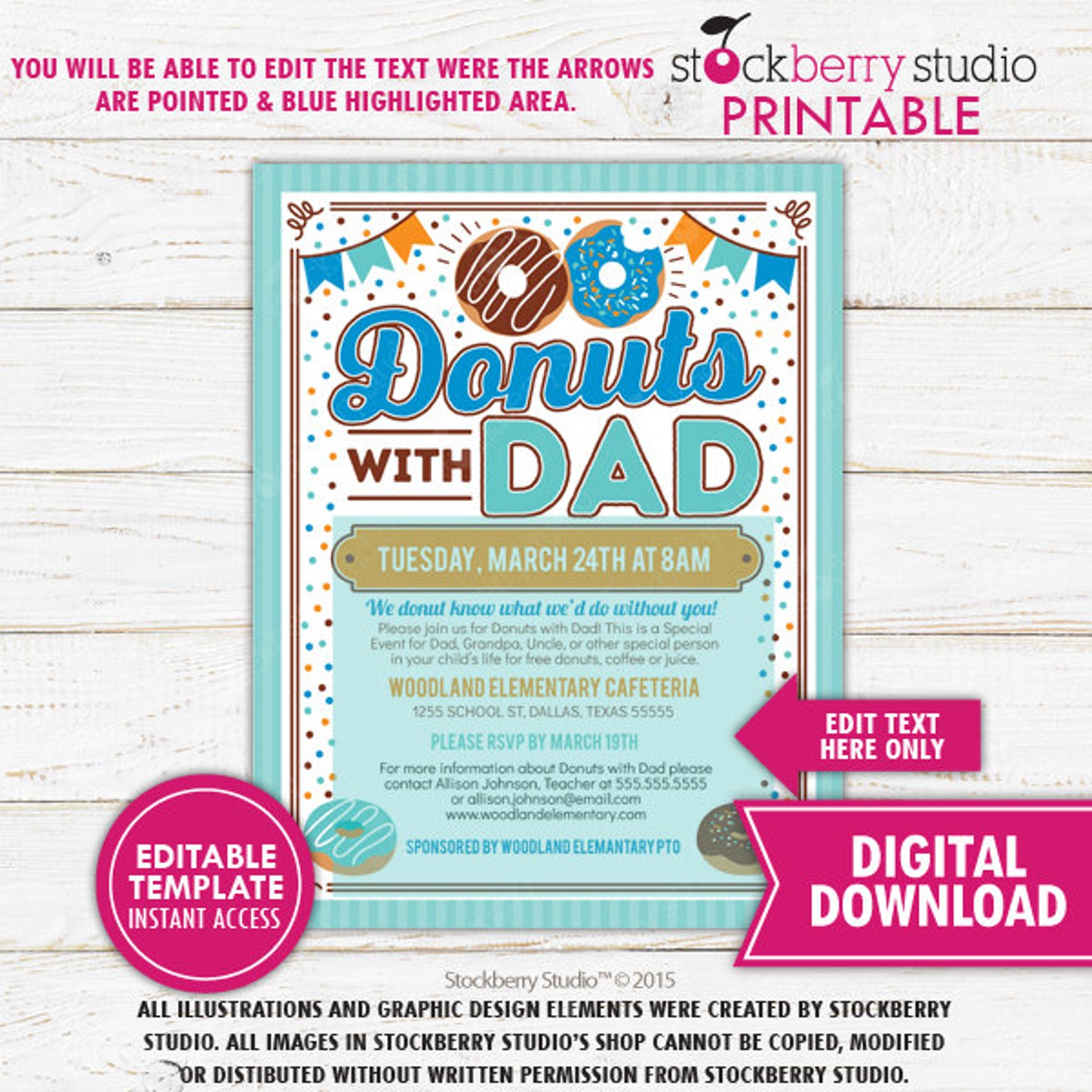 Donuts With Dad Invitation PTA School Event Flyer Father's - Etsy