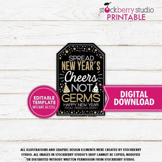 New Years Soap Gift Tag Printable Holiday Soap Labels New Year Spread ...