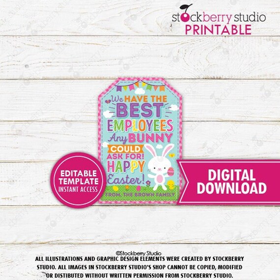 Employees Easter Gift Tag Printable Employee Appreciation Happy Easter ...