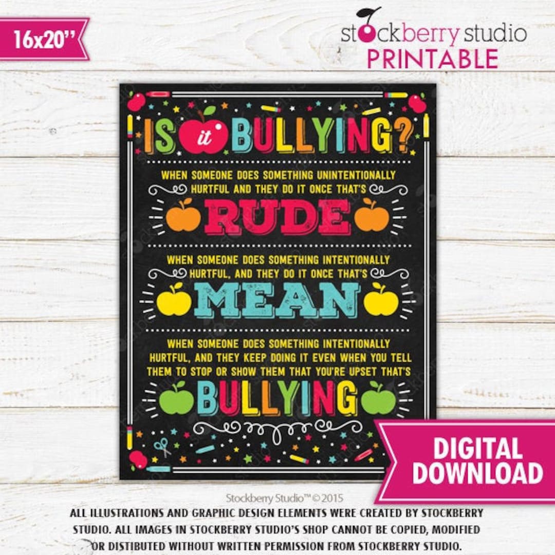 Anti Bully Classroom Wall Art is It Bullying Teacher Printables ...