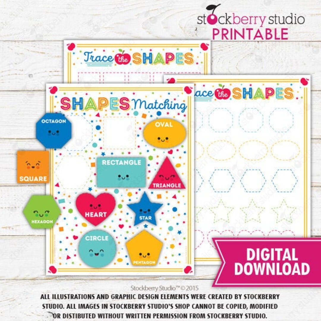 Shape Matching Game Learning Shapes Printable Homeschool - Etsy