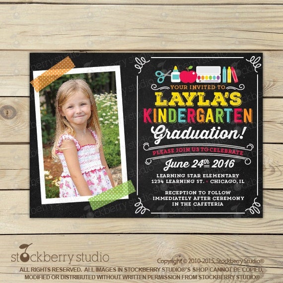 Kindergarten Graduation Invitation Pre-K Preschool 5th Grade Graduation ...